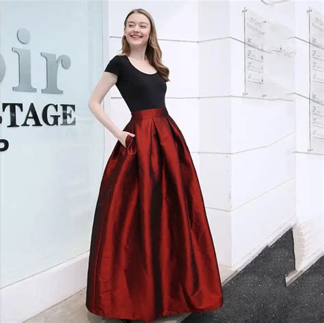 2019 Fashion Long Skirts Women Faldas High Waist Pleated Womans Floor