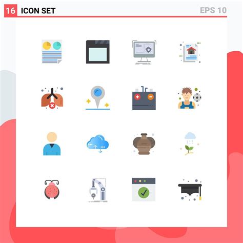 16 thematic vector flat colors and editable symbols of program algorithm data architecture