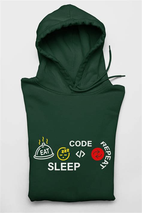 Buy Eat Sleep Code Repeat Coding Hoodie Bottlegreen S At Best Price In