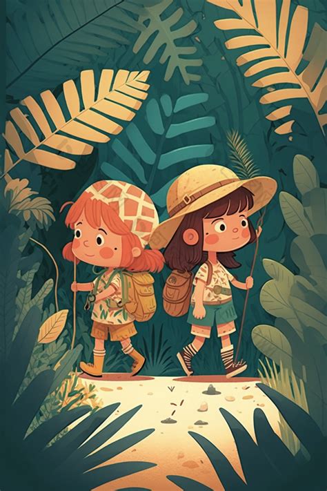 小探险家丛林插画图片 包图网