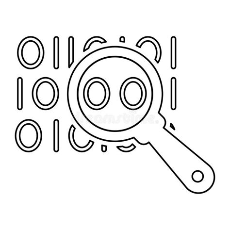 Binary Data Search Icon In Outline Style Stock Illustration
