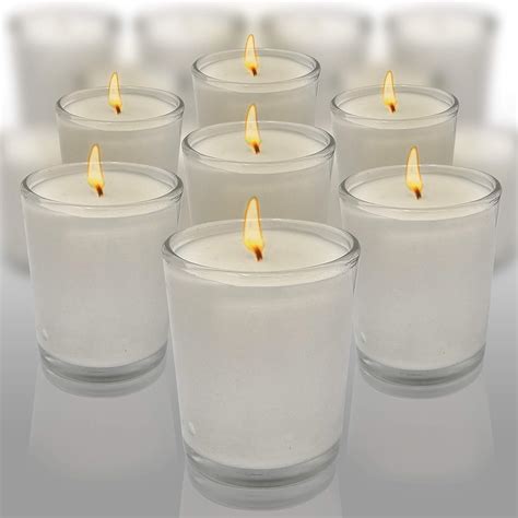 Hyoola Velas Votivas Blancas En Vidrio Paquete De 12 Velas Votivas