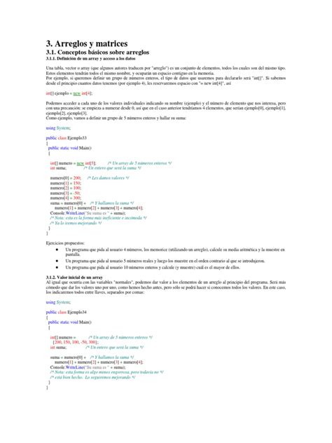 Arreglos Y Matrices Pdf Estructura De Datos De Matriz Áreas De Informática