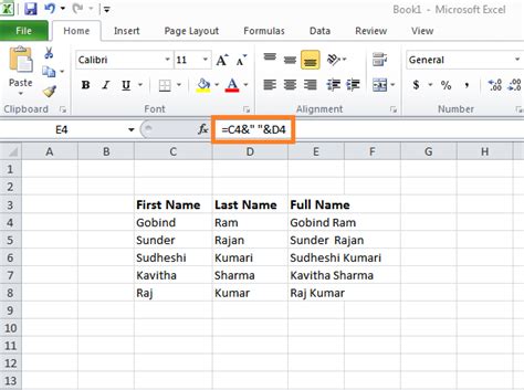 Merge First And Last Names In Excel Tpoint Tech