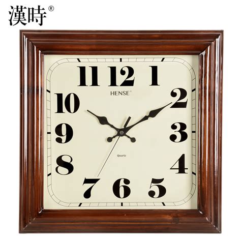 汉时钟表挂钟实木中式方形挂表创意简约客厅表静音时钟电波钟hw32 虎窝淘