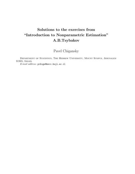 Pdf Introduction To Nonparametric Estimation Abtsybakovplutohujiacil~pchigateaching