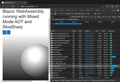 blazor webassembly client side with aot and skiasharp