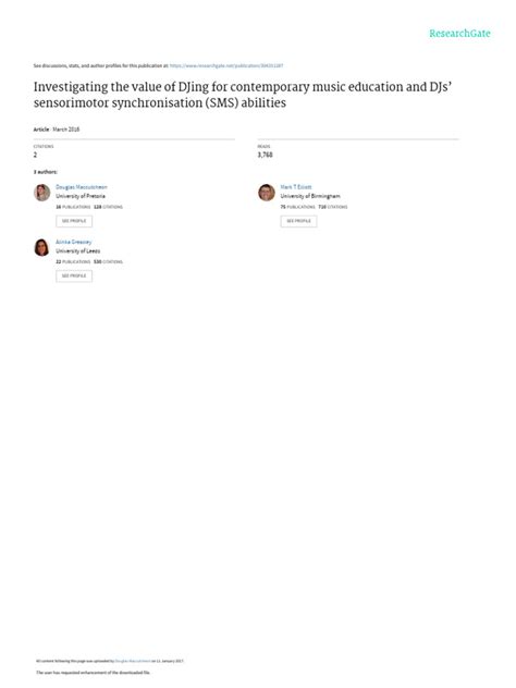 Investigating The Value Of Djing For Contemporary Music Education And Djs Sensorimotor