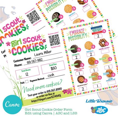 Girl Scout Cookie Order Form Receipt Abc And Lbb Bakers 2025 • Edit