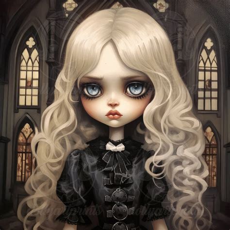 Dark Goth Gothic Blythe Doll Blonde Mystical Dark Digital Art
