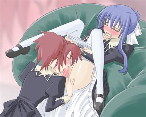 Rule 34 2girls Aoi Nagisa Blue Hair Blush Clothed Sex Cunnilingus