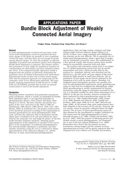 Pdf Bundle Block Adjustment Of Weakly Connected Aerial Imagery