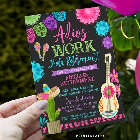 Retirement Fiesta Invitation Editable Printable Farewell Party Digital Item Etsy