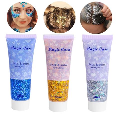 3 Color Sparkling Body Glitter Gel 01 Blue02 Gold05 Silver For Sale
