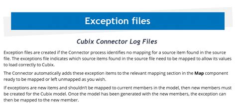 Connector Exceptions Files Financial Consolidation Budgeting