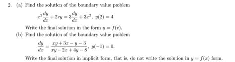 Solved Find The Solution Of The Boundary Value Problem X2