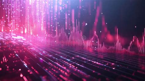 Abstract Data Visualization With Pink And Purple Lines Stock