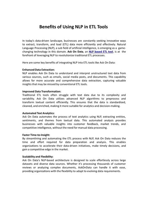 Ppt Benefits Of Using Nlp Based Etl Tool Like Ask On Data Powerpoint