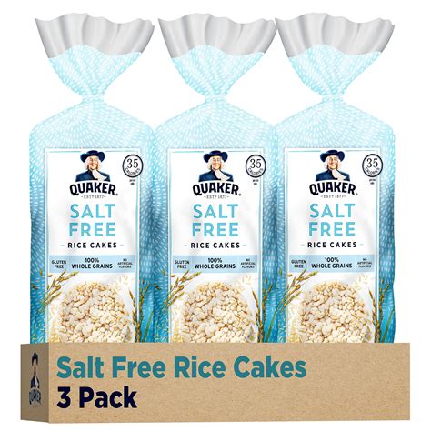 Quaker Large Rice Cakes Salt Free 853 Ounce Pack Of 3
