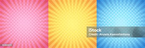 추상 팝 아트 만화 배경입니다 만화 표지 세트입니다 복고풍 벗겨진 패턴입니다 빈티지 배경 모형 만화 슈퍼 히어로 텍스트 말풍선 메시지 벡터 일러스트 레이 션 밝은 빛에 대한