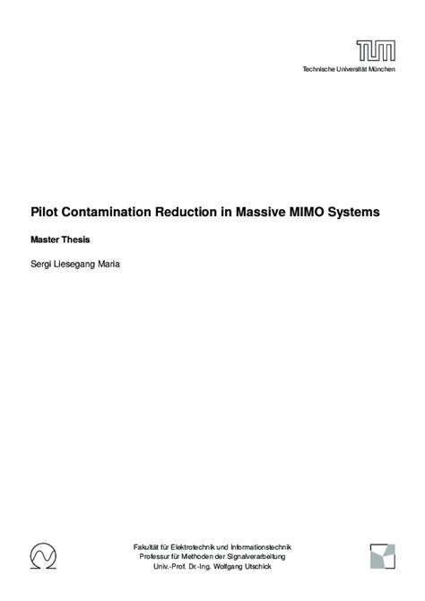 Pdf Pilot Contamination Reduction In Massive Mimo Systems