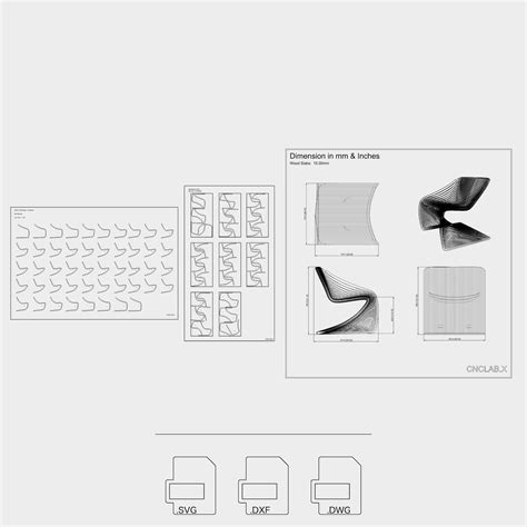 Club Chair • Router Cut Files • Cnc Files For Cutting• Vector Files • Dxf • Dwg • Svg • Pdf