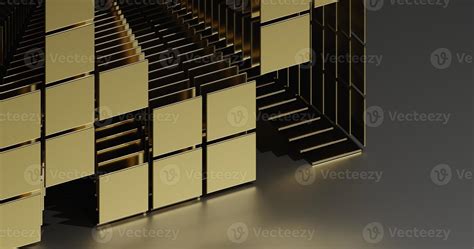 Abstract Background Using Overlapping Square Pattern Facing Skew With Gold Texture 3d Rendering
