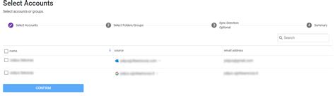 Share Setup Account Selection