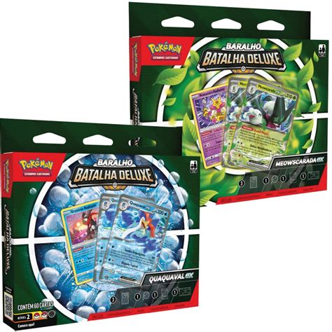 2 Decks Pokémon Baralho Batalha Deluxe Meowscarada Ex E Quaquaval Ex Copag