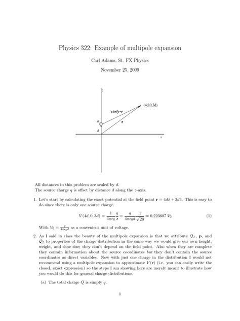 Multipole Expansion Example Pdf Theoretical Physics Mathematical