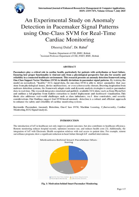 Pdf An Experimental Study On Anomaly Detection In Pacemaker Signal