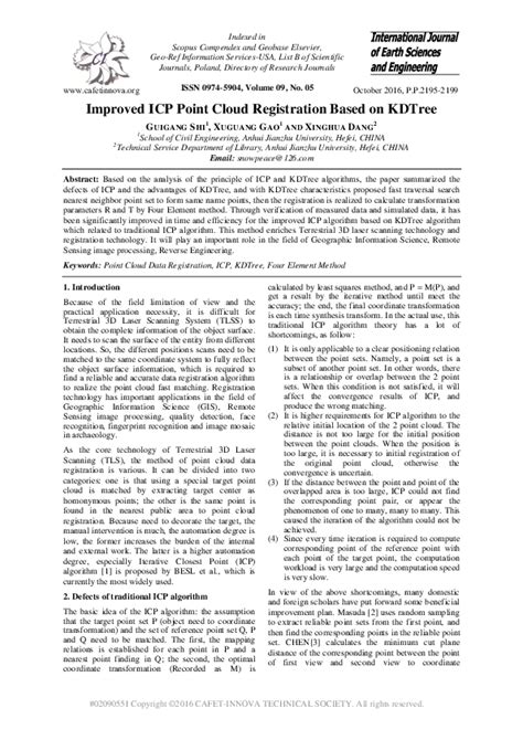Pdf Improved Icp Point Cloud Registration Based On Kdtree