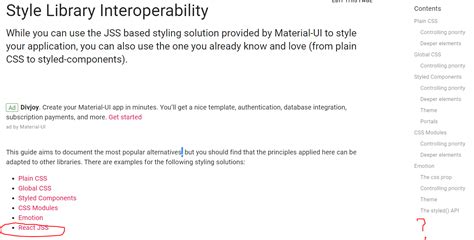 Docs Missing Style Library Interoperability React Jss Subsection · Issue 24475 · Mui