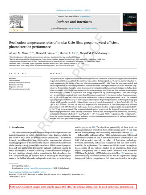 Pdf Realization Temperature Roles Of In Situ Znse Films Growth Toward
