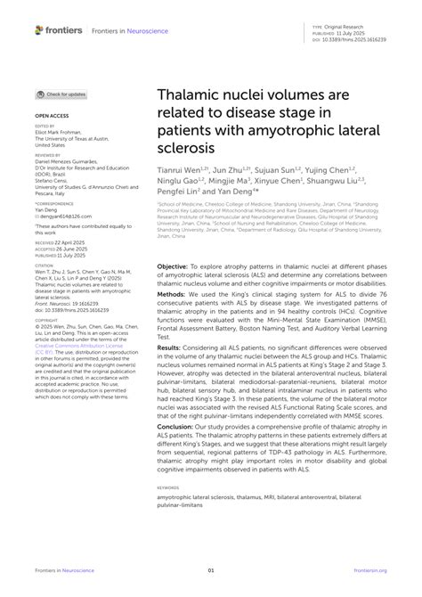 Pdf Thalamic Nuclei Volumes Are Related To Disease Stage In Patients