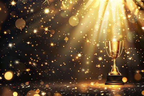 A Golden Trophy With A Gold Sparkles On The Black Background Premium Ai Generated Image