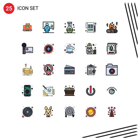 25 Universal Filled Line Flat Color Signs Symbols Of Magic Flask Analytics Eye Presentation