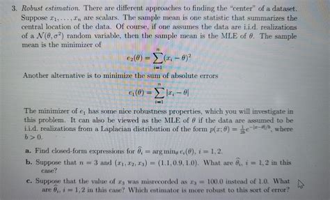 Robust Estimation There Are Different Approaches To Chegg