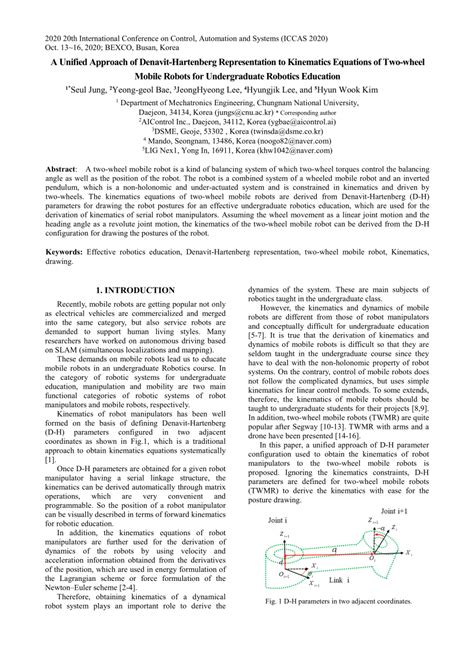 Pdf A Unified Approach Of Denavit Hartenberg Representation To Kinematics Equations Of Two