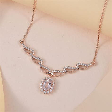 Buy Pink Morganite And Moissanite Necklace 18 Inches In Vermeil Rose