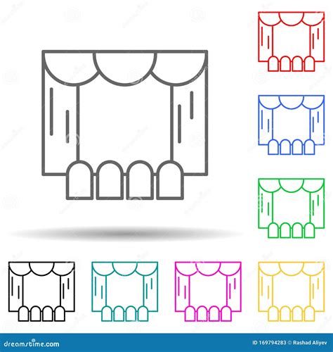 Theater Scene Multi Color Style Icon Simple Thin Line Outline Vector Of Spotlight Stage Icons