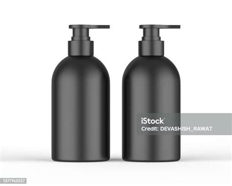 브랜딩을 위한 펌프 디스펜서가 있는 블랙 플라스틱 병 고립된 흰색 배경에 펌프 모형이 있는 화장품 병 3d 렌더 일러스트레이션 갈색에 대한 스톡 사진 및 기타 이미지