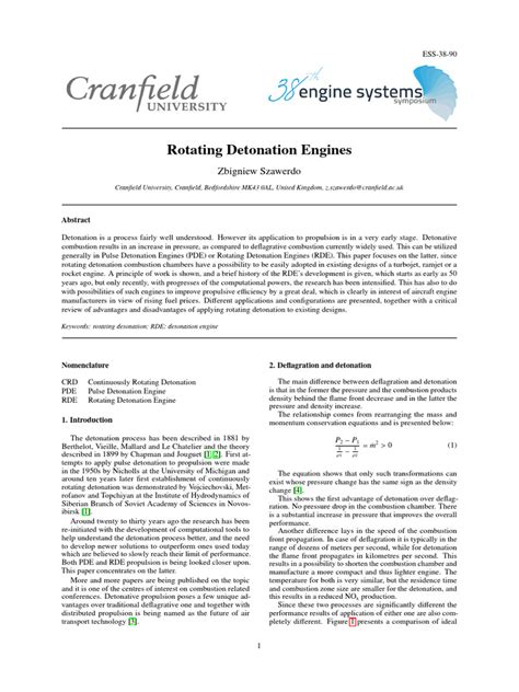 Rotating Detonation Engines Zbigniew Szawerdo Download Free Pdf Rocket Engine Engines