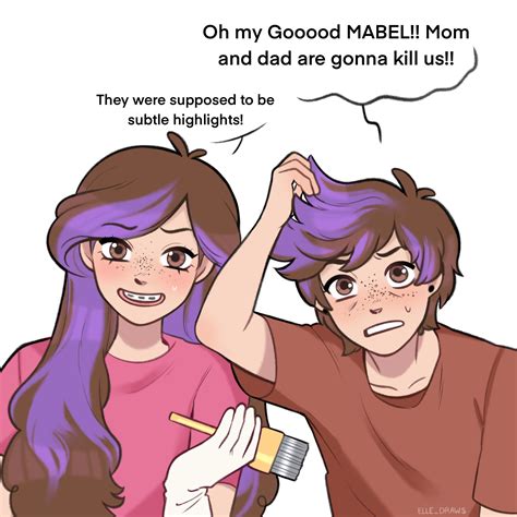 Mabel Pines And Dipper Pines Gravity Falls Drawn By Elle Draws Danbooru