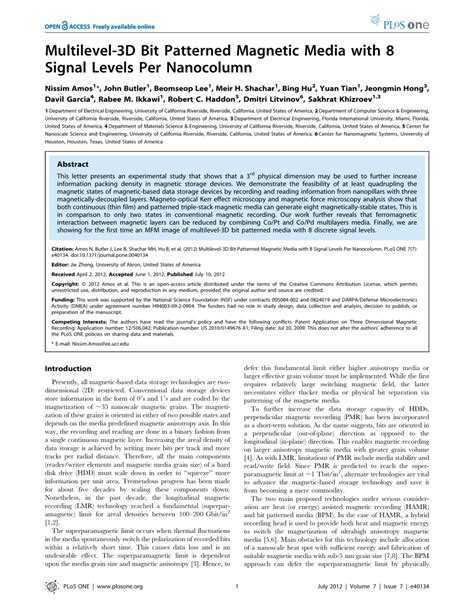 Pdf Multilevel 3d Bit Patterned Magnetic Media With 8 Signal Levels