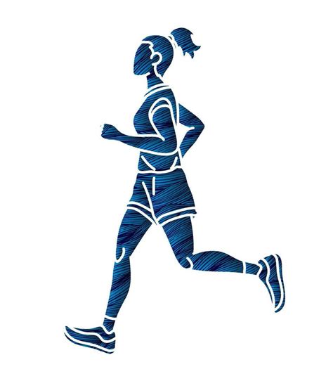 A Woman Running Action Marathon Runner 36586544 Vector Art At Vecteezy