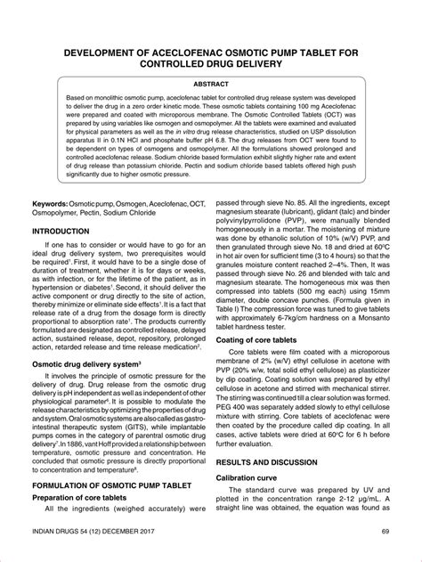 Pdf Development Of Aceclofenac Osmotic Pump Tablet For Controlled Drug Delivery