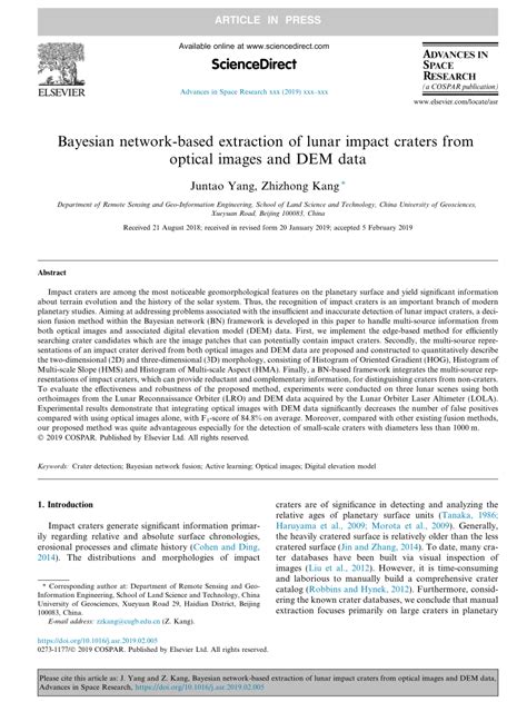 Pdf Bayesian Network Based Extraction Of Lunar Impact Craters From Optical Images And Dem Data