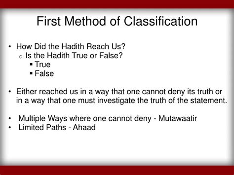 Ppt The Classification Of Hadith Powerpoint Presentation Free