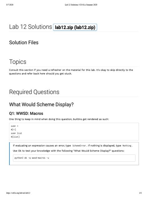 Lab 12 Solutions Cs 61a Summer 2020 Pdf Pdf Anonymous Function